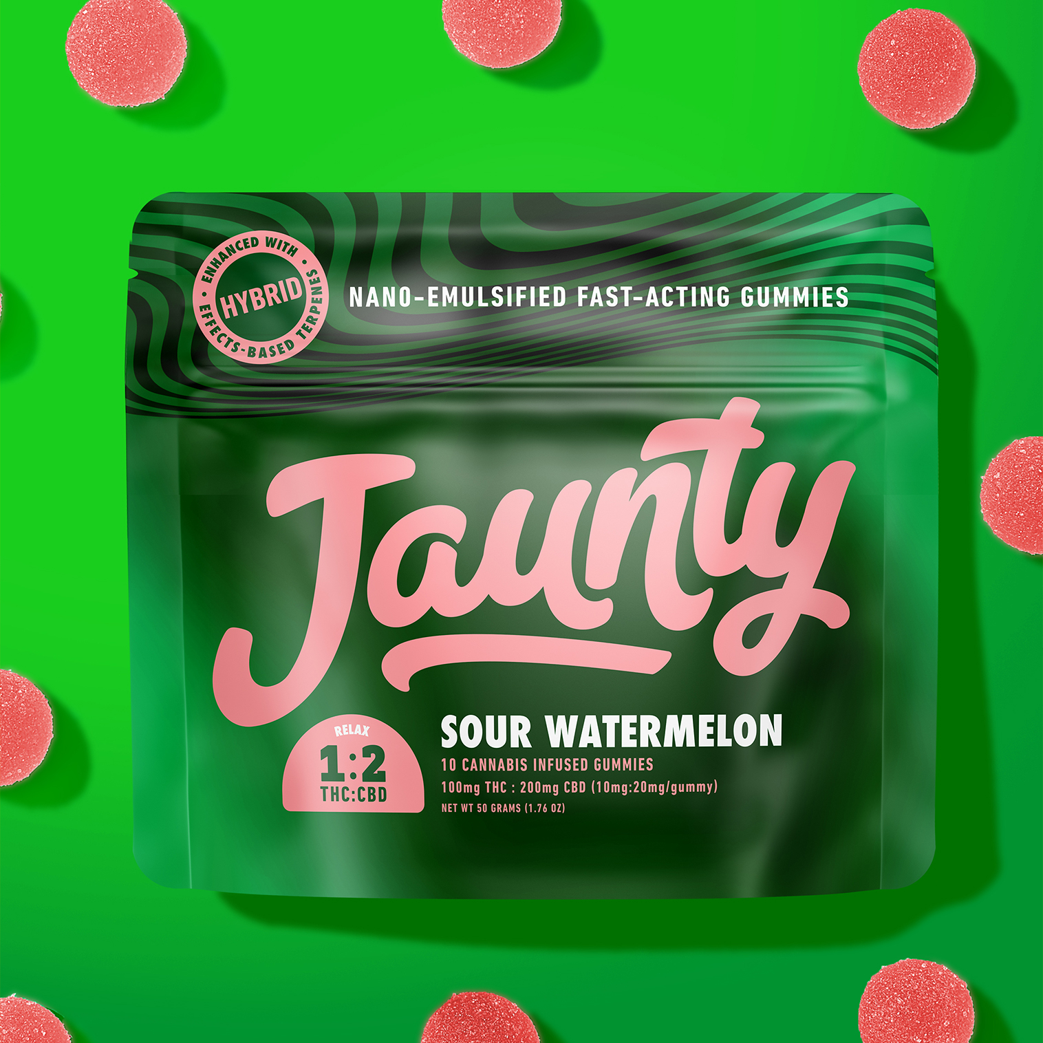Sour Watermelon Fast-Acting Gummies - Jaunty Sour Watermelon Fast-Acting Gummies - Jaunty