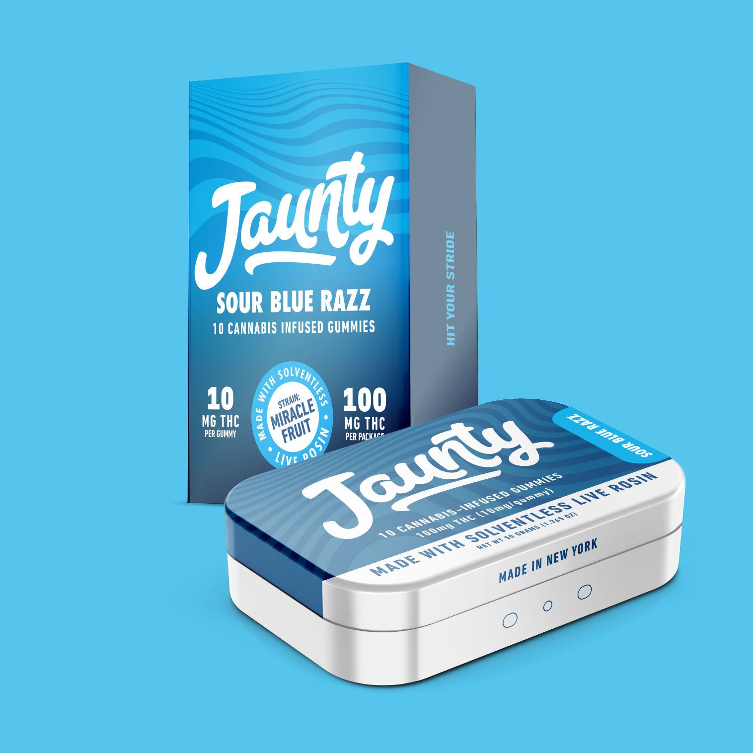Sour Blue Razz Solventless Live Rosin Gummies - Jaunty